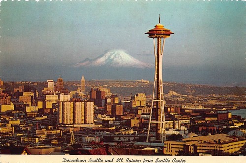 Seattle Mt Rainier Space Needle Washington back in the day (4 x 6) size ...