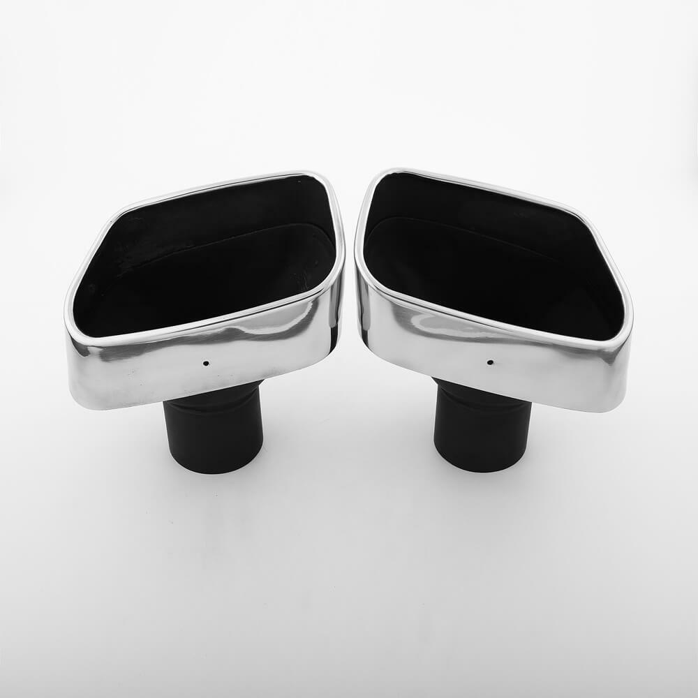 2.5" Inlet Black Exhaust Tips Rolled Edge Slanted Rectangle 304 ...