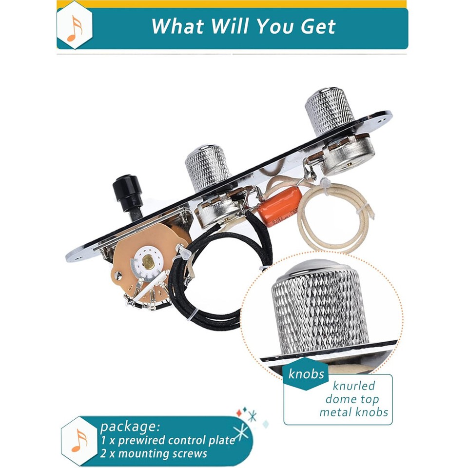 Loaded Prewired Guitar Control Plate Assembly System Pot for Telecaster ...