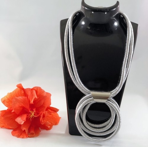 Necklace 2 Layers Silver Rope for Women Circles Bohemian European ...