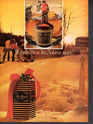 Vintage advertising print alcohol ad Tia Maria Night Snow Walk Couple ...