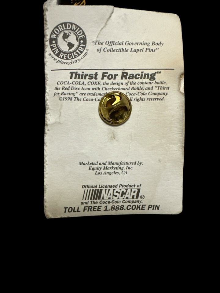 Jeff Burton NASCAR Coca Cola #99 Collectible Lapel Pin Thirst For ...