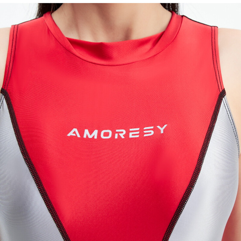 AMORESY Women Shiny Glossy Jumpsuit One Piece Sleeveless Cosplay Zipper ...