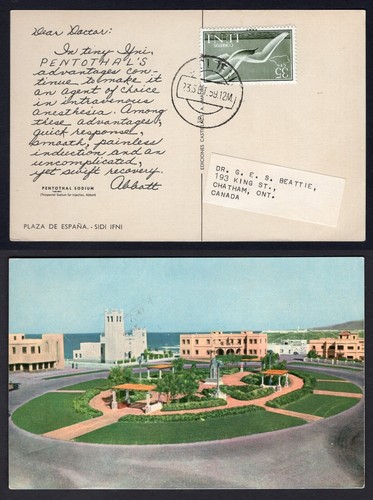 SPANISH IFNI 1959 Abbott Dear Doctor Medical Advertising Postcard to ...