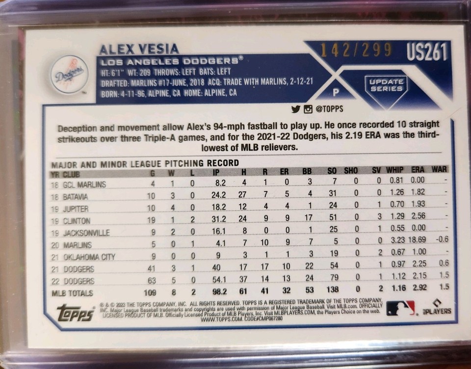 2023 Topps Update Series - Alex Vesia #US261 Orange Foil /299 | eBay