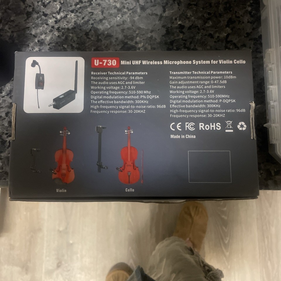UHF Wireless Violin Cello Microphone System Violin Pickup Clip-on ...