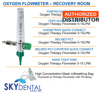 Belmed Quick Connect OXYGEN THERAPY FLOWMETER RECOVERY ROOM 9700-0001 ...