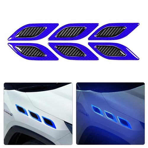 6pcs Blue Reflective Car Door Bumper Side Skirt Fender 3D Decals ...