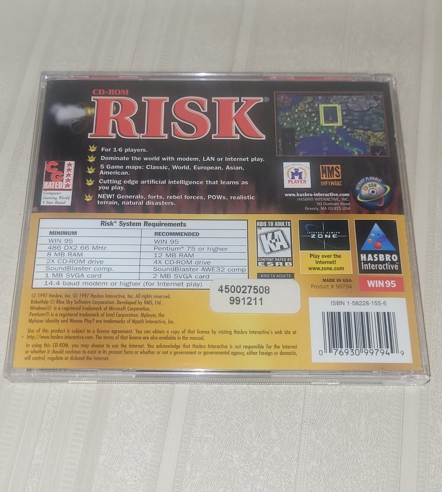 RISK The Game Of Global Domination CD-ROM 1997 Hasbro Interactive ...
