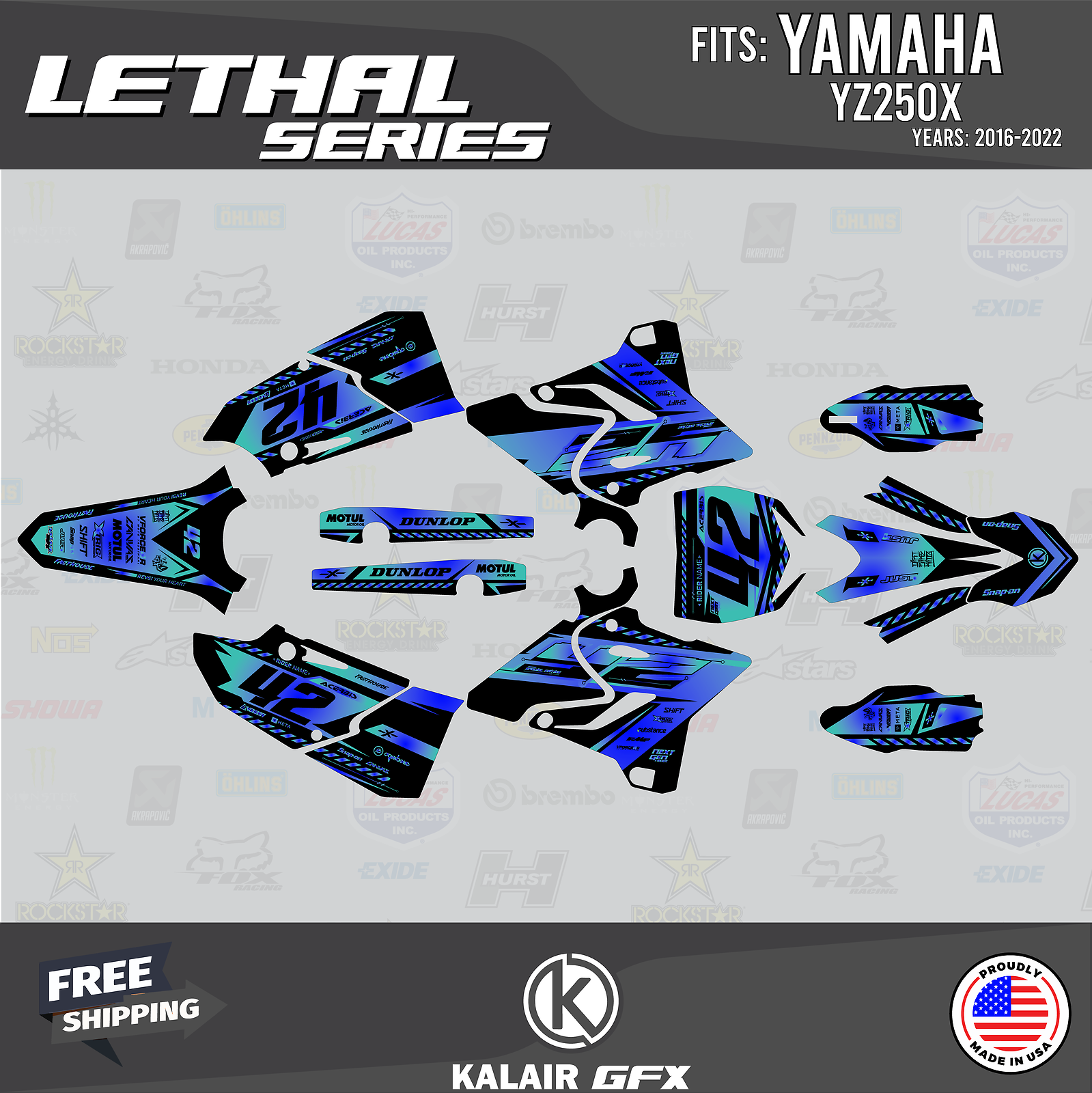 Graphics Kit for Yamaha YZ250X (2016-2022) Lethal-Fade | eBay