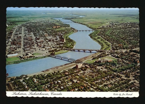 Saskatoon Saskatchewan Canada Aerial view of Saskatoon Sask Old Photo ...