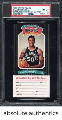 1988 Spurs Police David Robinson Diamond Shamrock-W/Tab PSA 8 Rookie | eBay