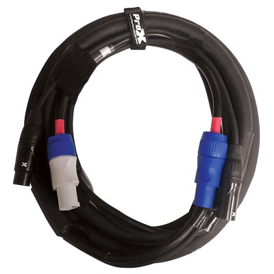ProX 10FT Dual 14AWG Powerkon to Dual DMX Combo Link Jumper Cable [XC ...