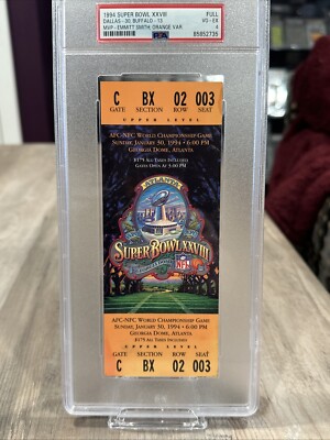 Super Bowl XXVIII 28 NFL FULL Ticket Stub Cowboys Bills Orange Var 1994 ...