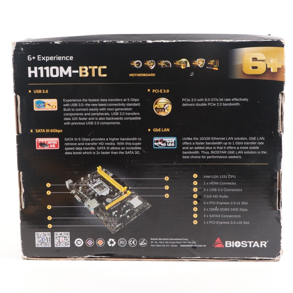 Biostar LGA 1151, Intel H110 Chip Set MicroATX Motherboard H110 M – BTC ...