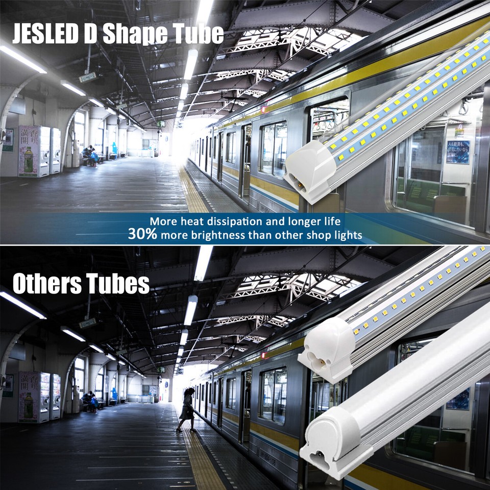 T8 8FT LED Shop Light Fixture 120W 6500K Ceiling Tube Light For Garage ...