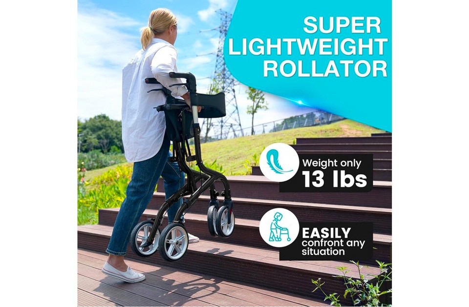 PLANET WALK Super Lightweight Rollator Walker for Seniors, Foldable ...