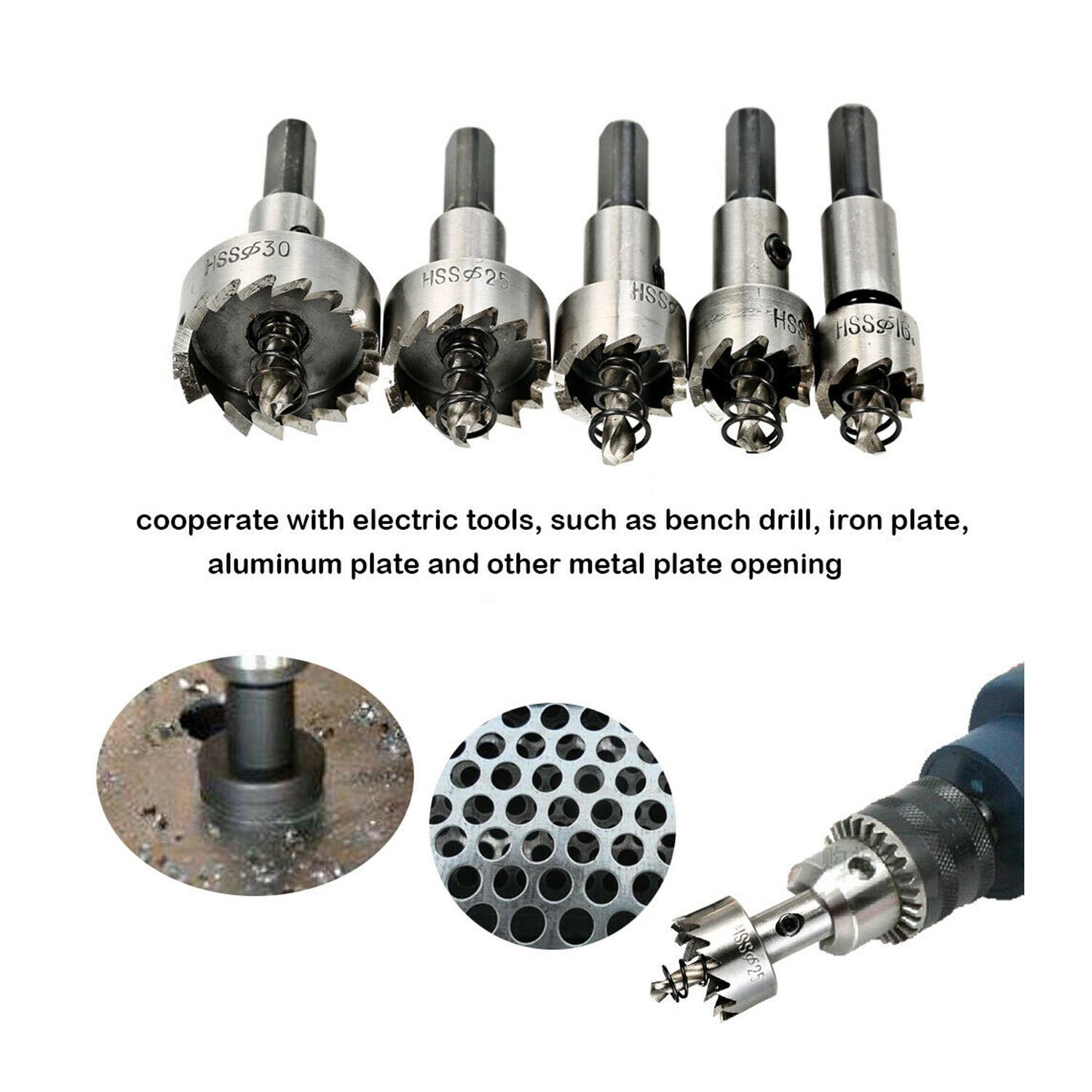 5Pack Hole Saw Tooth Kit HSS Stainless Steel Drill Bit Set Cutter Metal ...