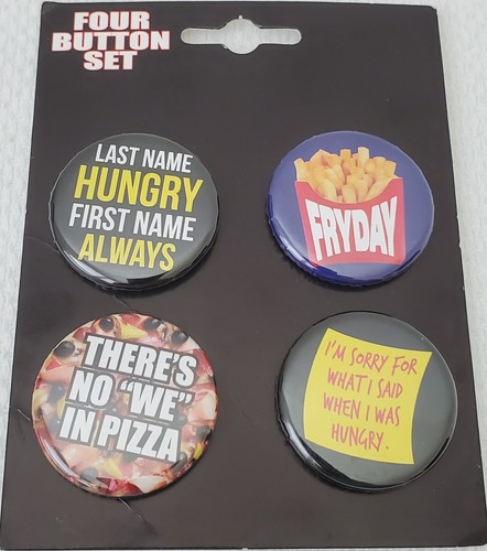 NEW FOOD 4-Piece Button Set w/Pizza and Fries | eBay