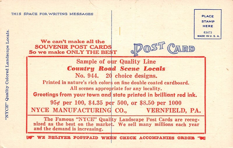 Sample Post Card Order Form NYCE Manufacturing Co Vernfield Pa 944 | eBay