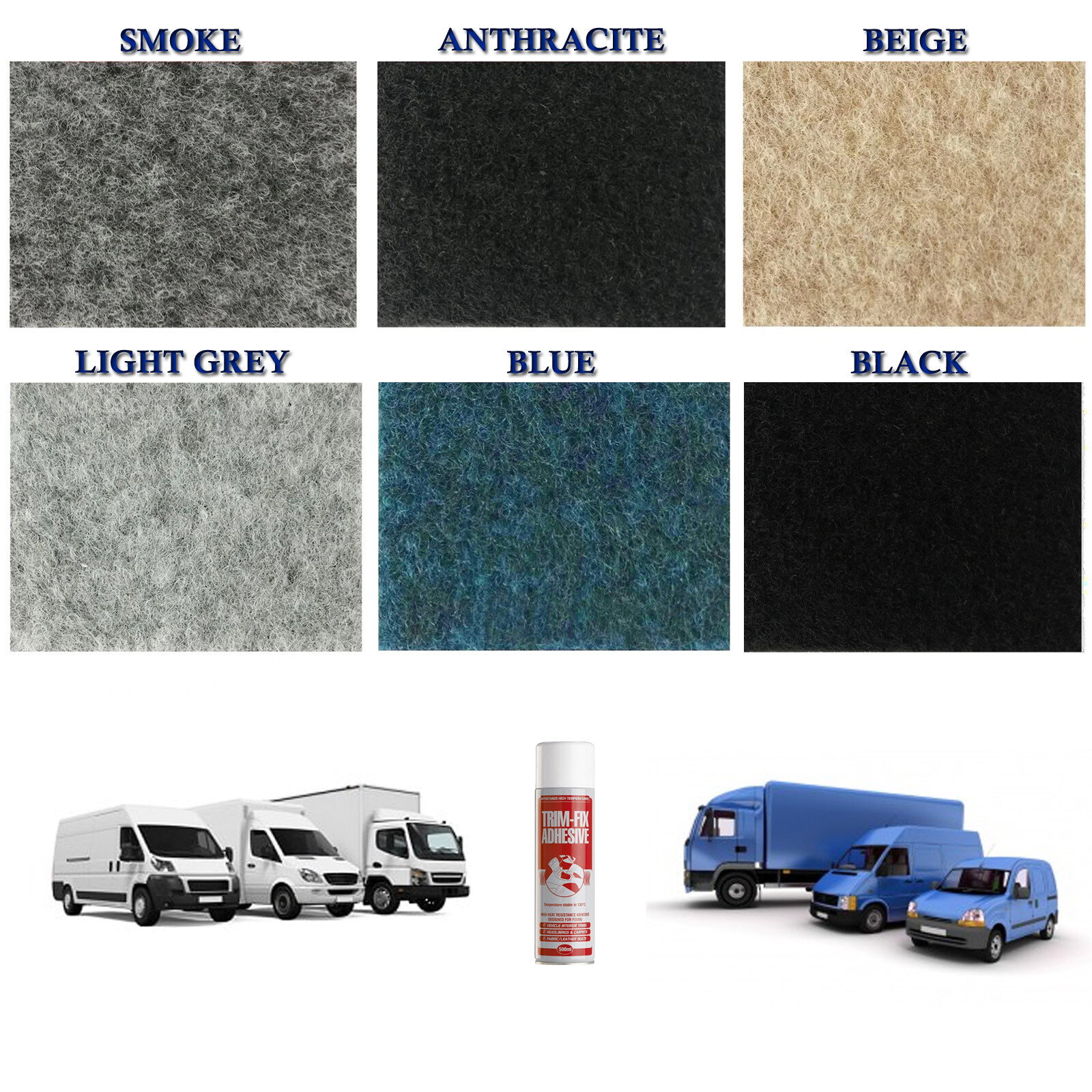 20SQM Camper Van Lining Carpet Kit 4 Way Stretch & 10 Mega Fix Glue ...