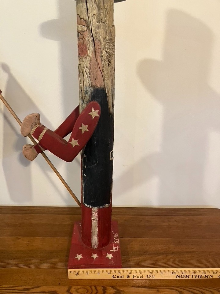 Vintage Uncle Sam wooden folk art figure with flag OOAK | eBay UK