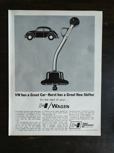 Vintage 1969 Volkswagen VW Bug Hurst Shifter Full Page Original Ad 624 ...