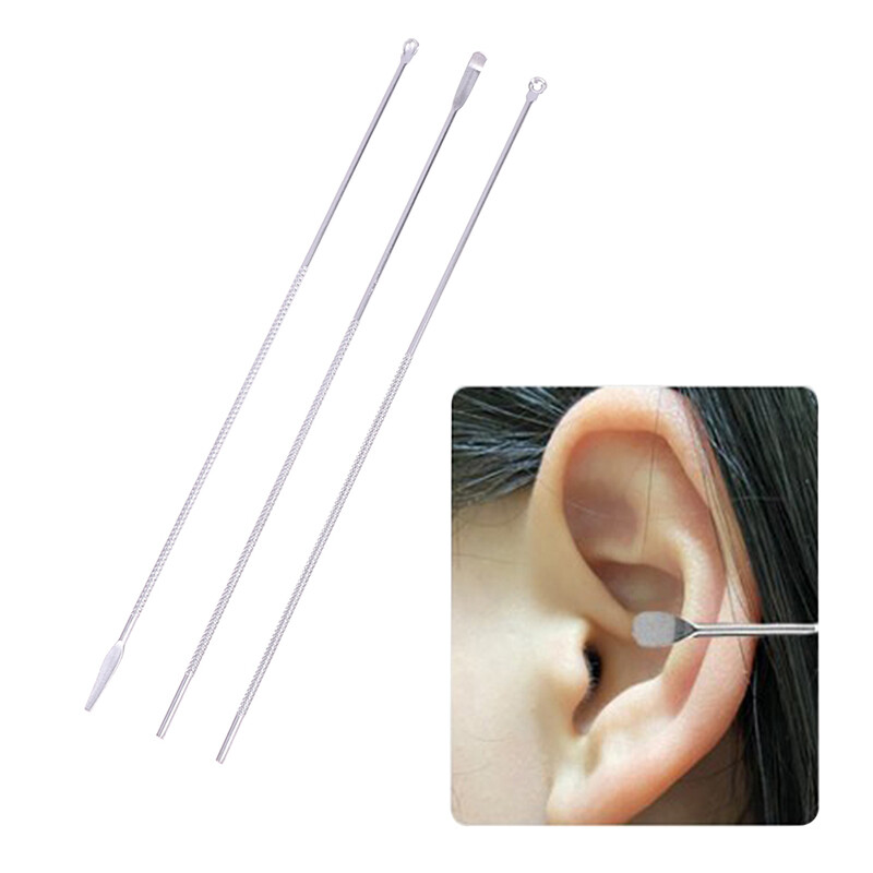 3Pcs/Set Stainless Steel Ear Pick Wax Cleaner Earpick Curette Remover ...
