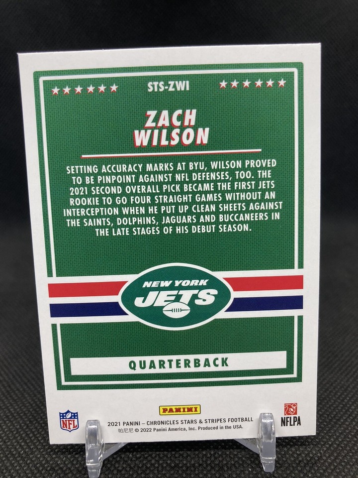 ZACK WILSON ROOKIE CARD 2021 PANINI CHRONICLES STARS & STRIPES #STS-ZWI ...