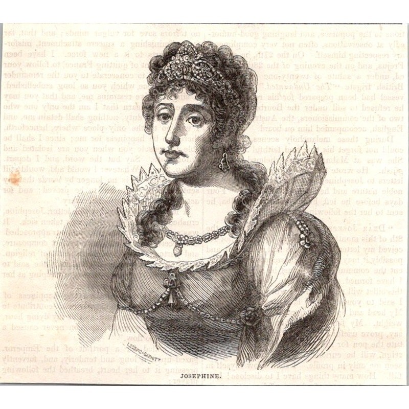 Empress Joséphine de Beauharnais 1854 The Napoleon Bonaparte Engraving ...