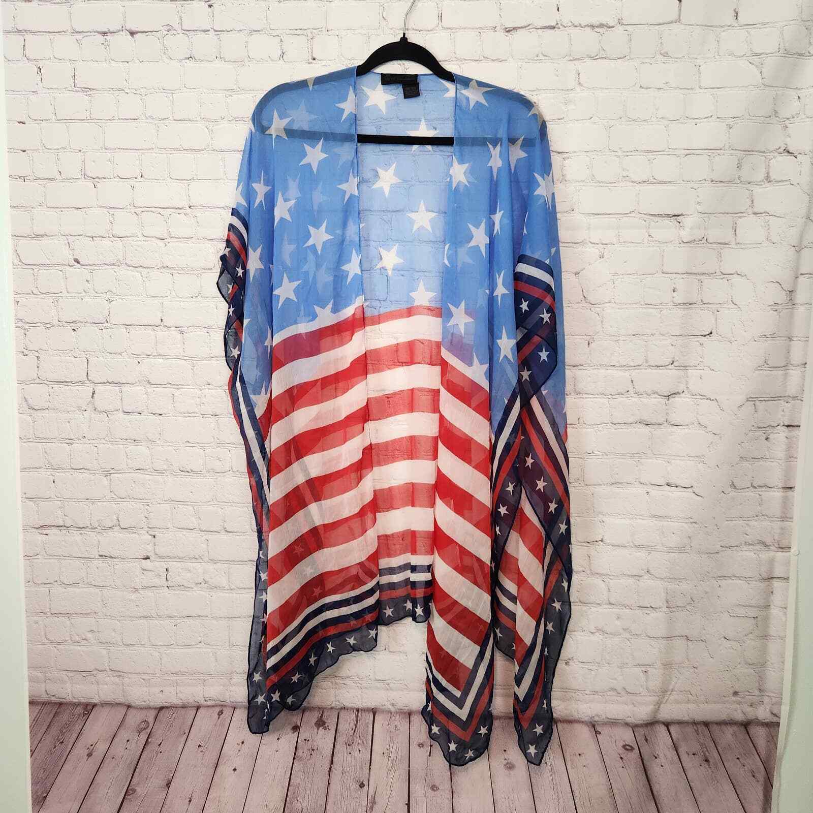Steve Madden Women's Sheer American Flag Cardigan One… - Gem
