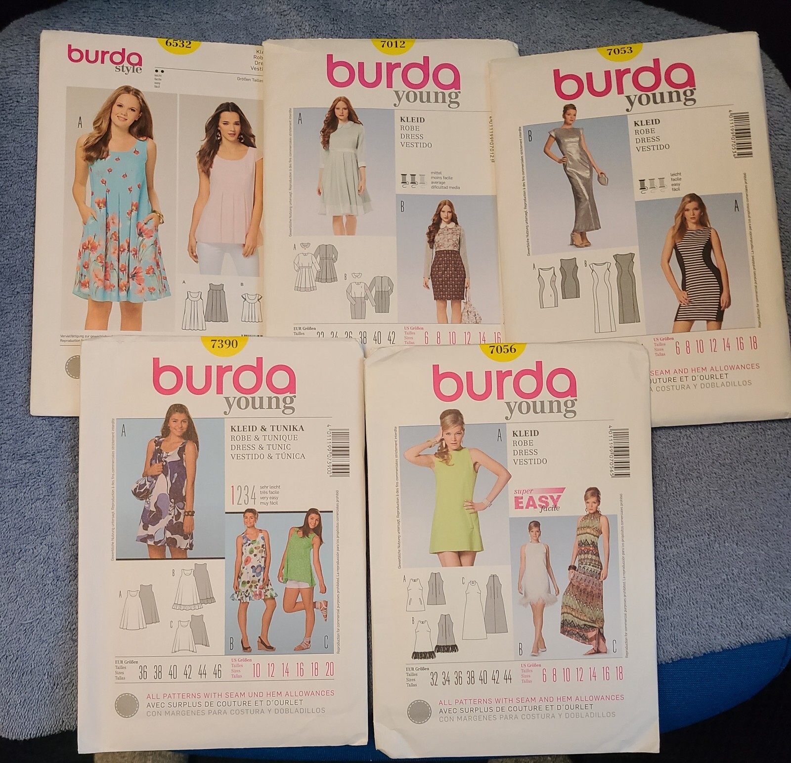 Burda Dress Size 6-20 Long Short Summer 6532 7012 7053 7056 7390 | eBay