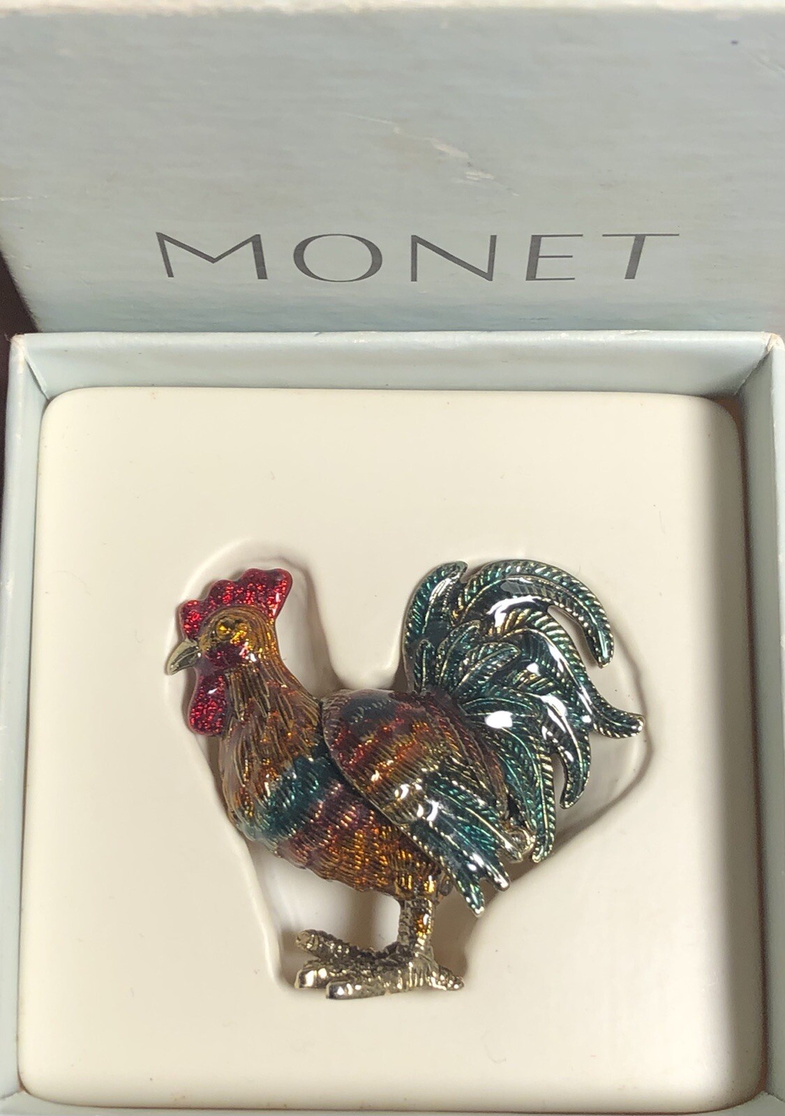 MONET Enamel Keepsake Hinged Metal ROOSTER Trinket Box | eBay