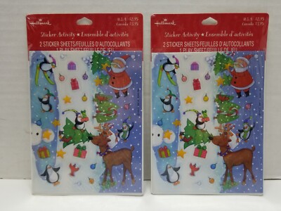 Hallmark Christmas Sticker Sheet Lot Of 2 Packs Santa Reindeer Holiday ...