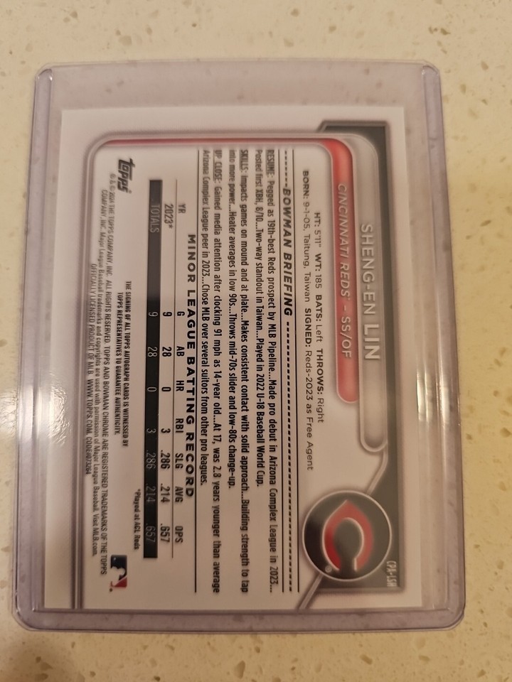 🔥2024 Bowman Chrome 1st Sheng-En Lin Auto Cincinnati Reds #CPA-LSH🔥 | eBay