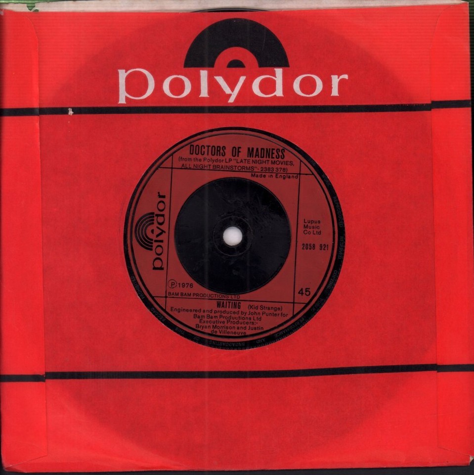 Doctors of Madness Bulletin 7" vinyl UK Polydor 1977 red injection ...