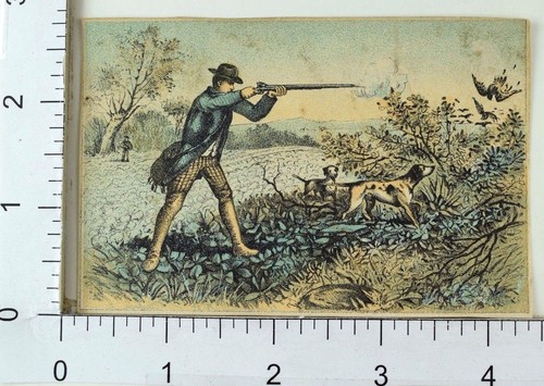 Victorian Trade Card Union Package Dyes Bird Hunting Man Rifle Dogs ...