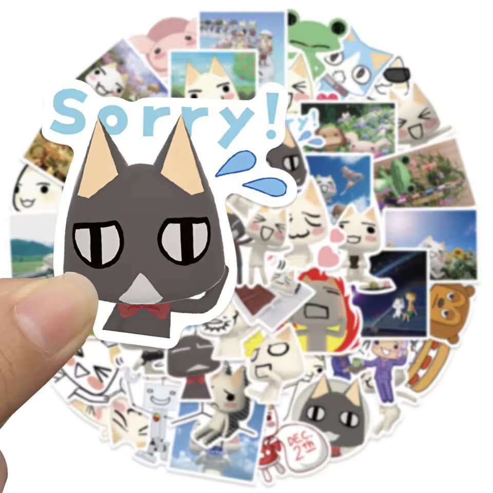 50PCS Toro Inoue Stickers Doko Demo Issyo Kuro PlayStation Cat Kawaii ...