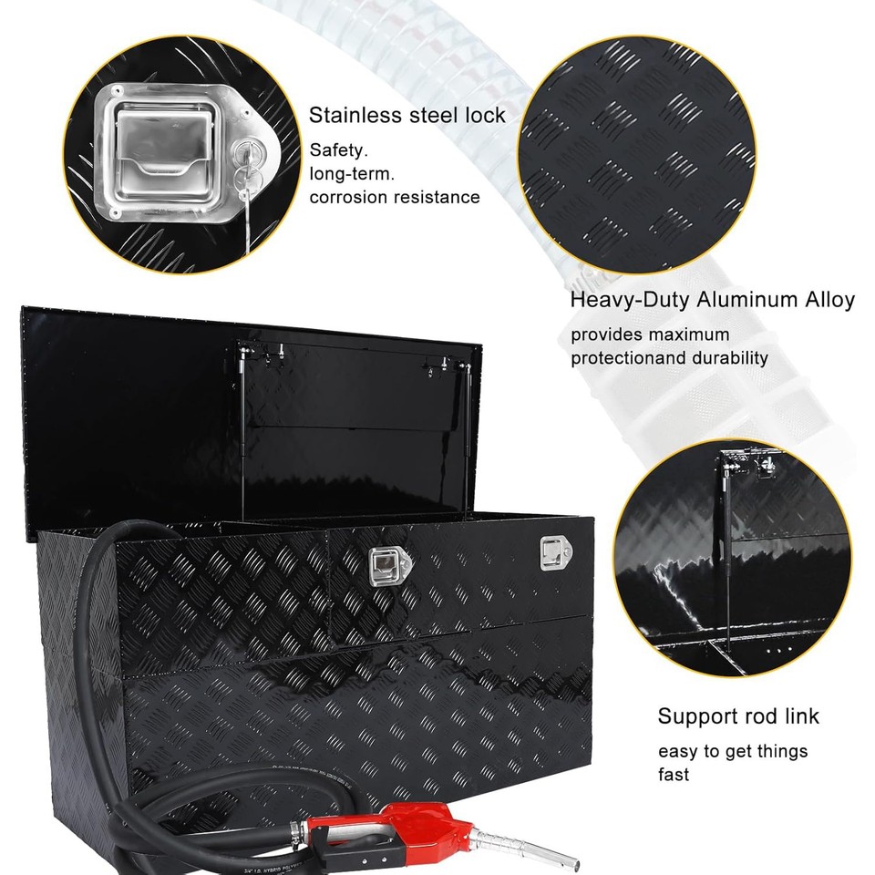 60-Gal Transfer Fuel Tank Tool box Gasoline Diesel 10GPM w/ Drive Side ...