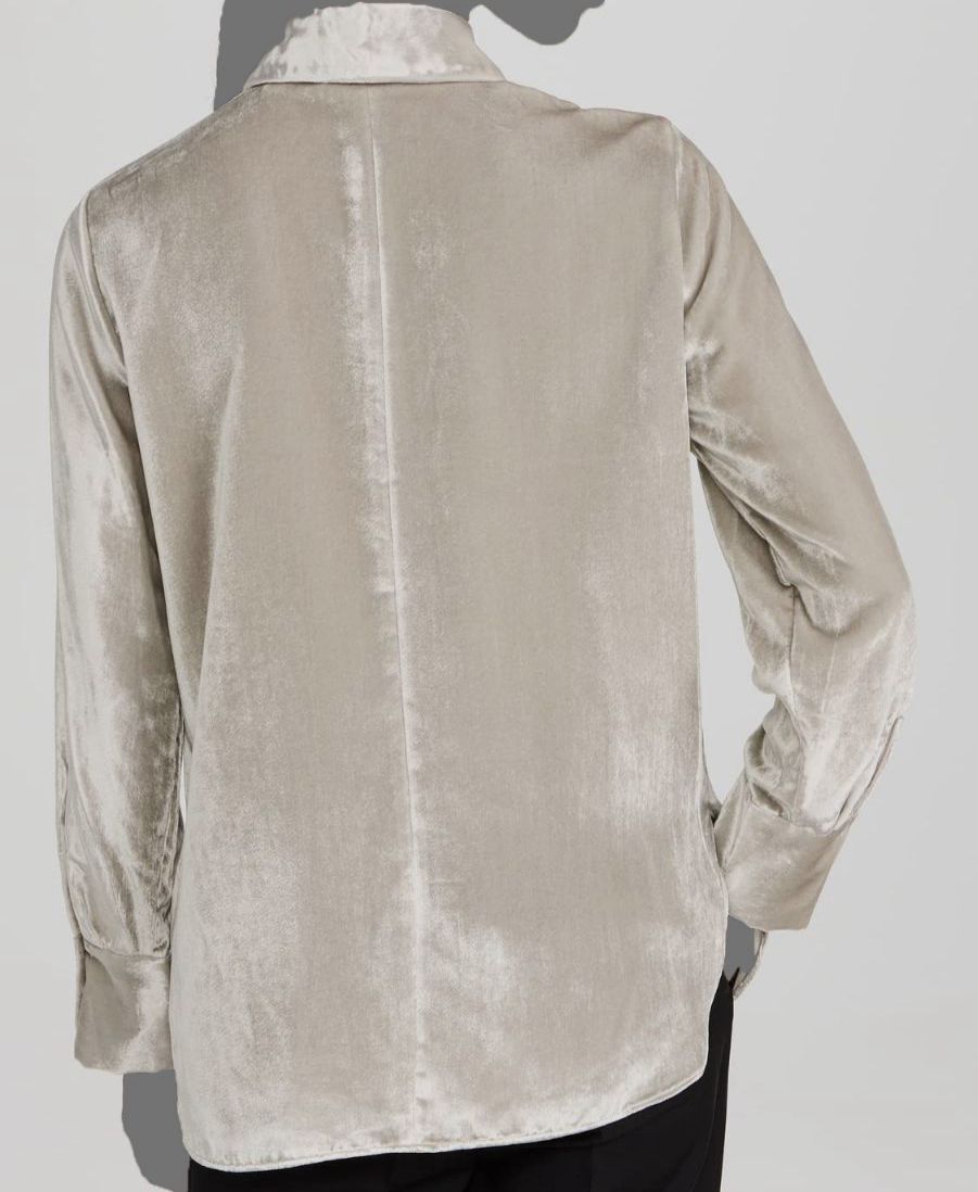 $395 Vince Women's Silver Button-Up Shirt Blouse Top Size L | eBay
