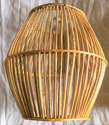 Natural Rattan Lamp Shade cane wicker hanging Pendant Light fitting 36 ...