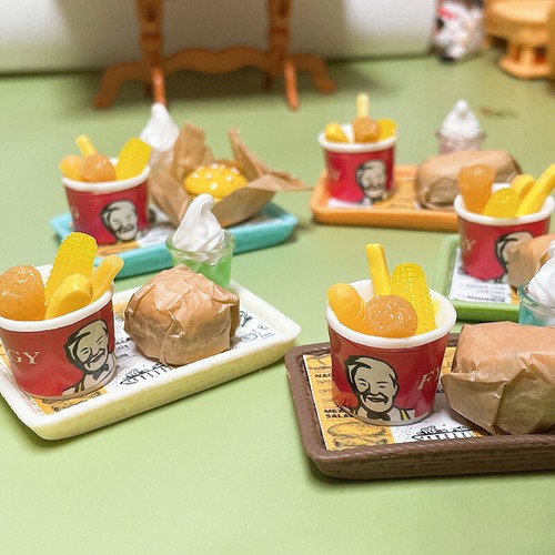 1SET Hamburger Fries 1:12 Scale Dollhouse Miniatures Fast Food Shop ...