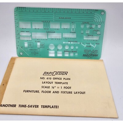 Drafting RapiDesign No. 610 Office Plan Layout Template Scale 1/8 ...