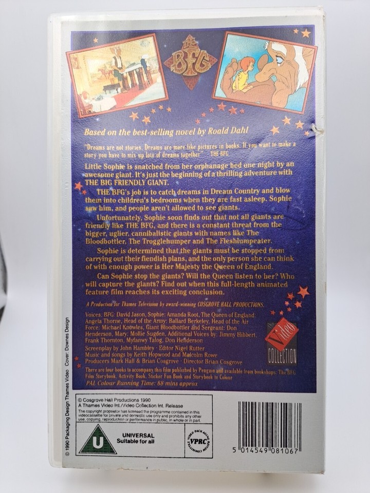 Roald Dhal’s The BFG VHS Tape Vintage Excelent Condition | eBay UK