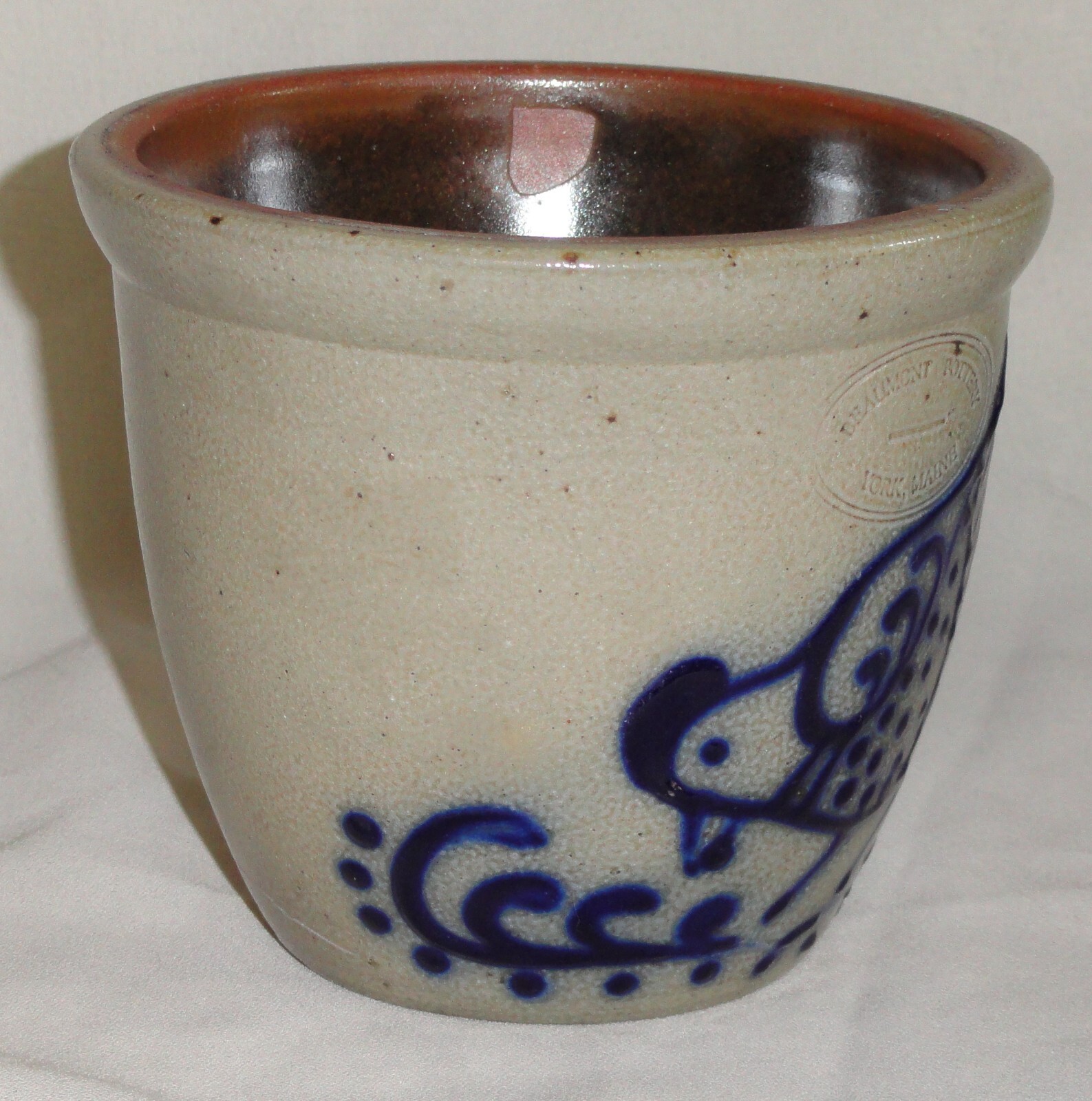 1987 Beaumont Pottery Salt Glaze Blue Decorated Chicken/Hen Feeding | eBay