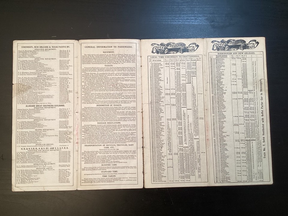 1904 Queen & Crescent Route Southern Railway Timetable World's Fair | eBay