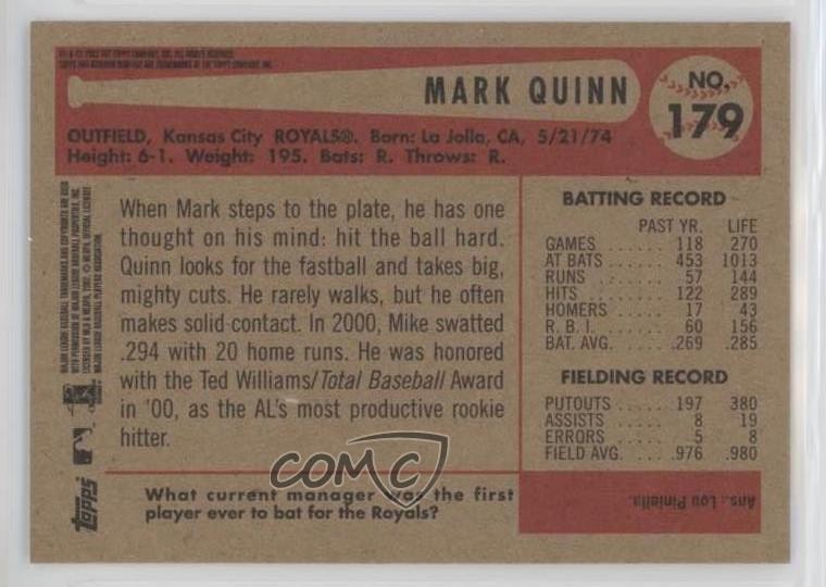 2002 Bowman Heritage Mark Quinn #179 0w8 | eBay