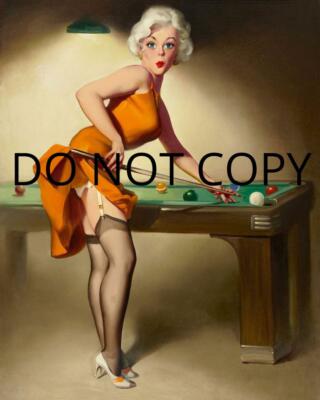 ANTIQUE REPRO 8X10 PHOTOGRAPH PRINT BEAUTIFUL PINUP PLAYING POOL TABLE | eBay