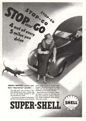1936 Super Shell: Stop and Go 4 Out of Every 5 Miles Vintage Print Ad ...
