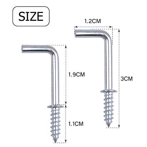 Metal Screw in Hooks, 100pcs 3/4 Inch Right Angle Screw Hooks Square ...